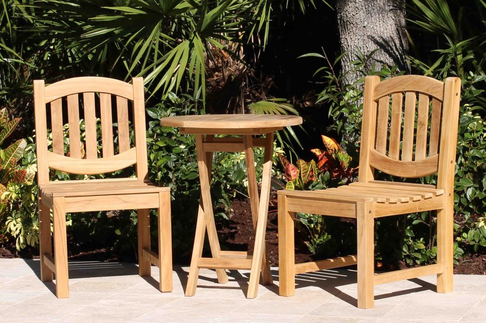 Folding Bistro Teak Table & Java Oval Chairs Set – Oceanic Teak Furniture