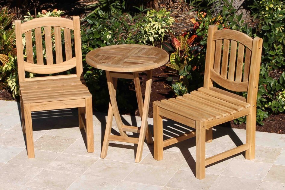 Folding Bistro Teak Table & Java Oval Chairs Set – Oceanic Teak Furniture