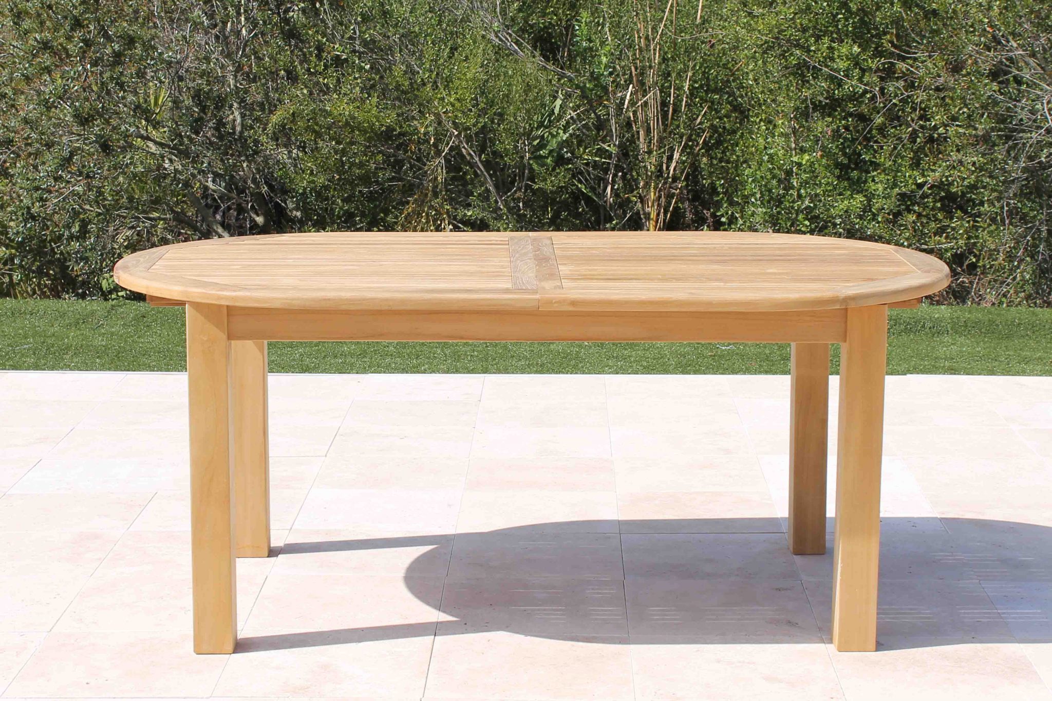 WAREHOUSE CLEARANCE – Teak 95in Oval Extending Table & 8 Java Chairs ...