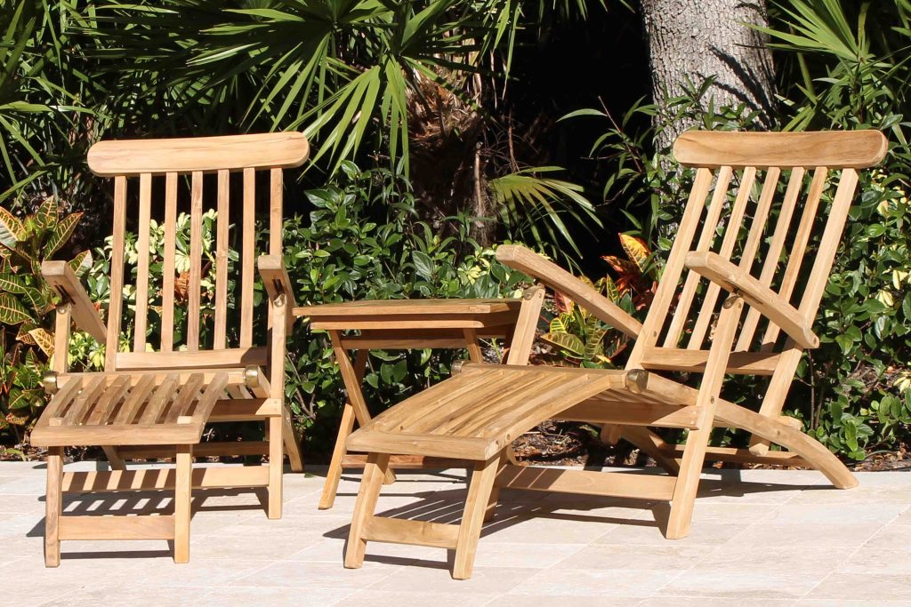 Teak ‘Steamer’ Loungers & Square Table Set – Oceanic Teak Furniture